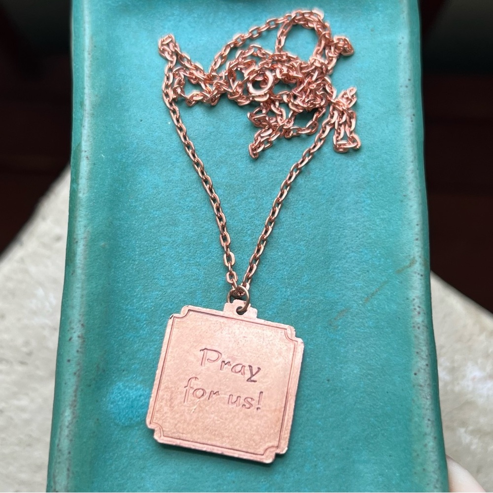Vintage Pray For Us Religious Rose Gold Necklace 18 I… - Gem